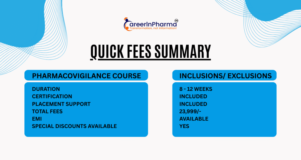 Pharmacovigilance Course Fees | Best Training Program India