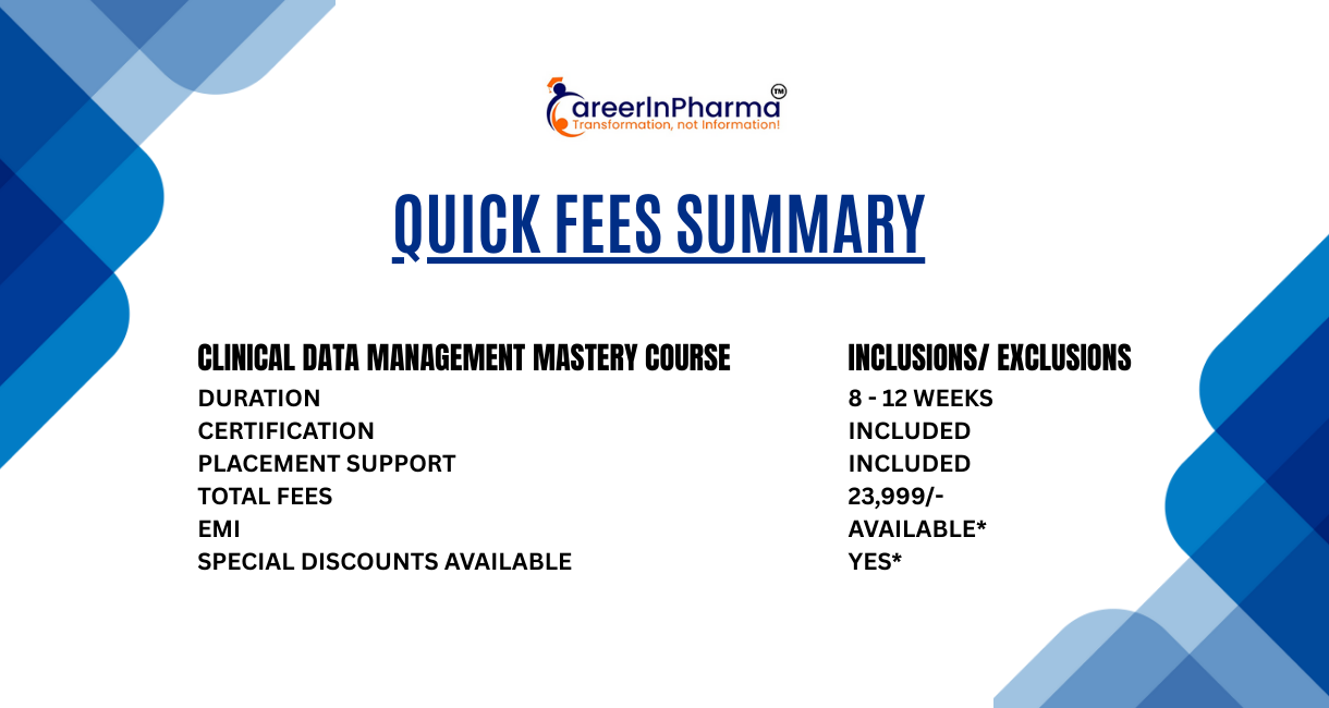 Clinical Data Management Course Fees & Details | CareerInPharma